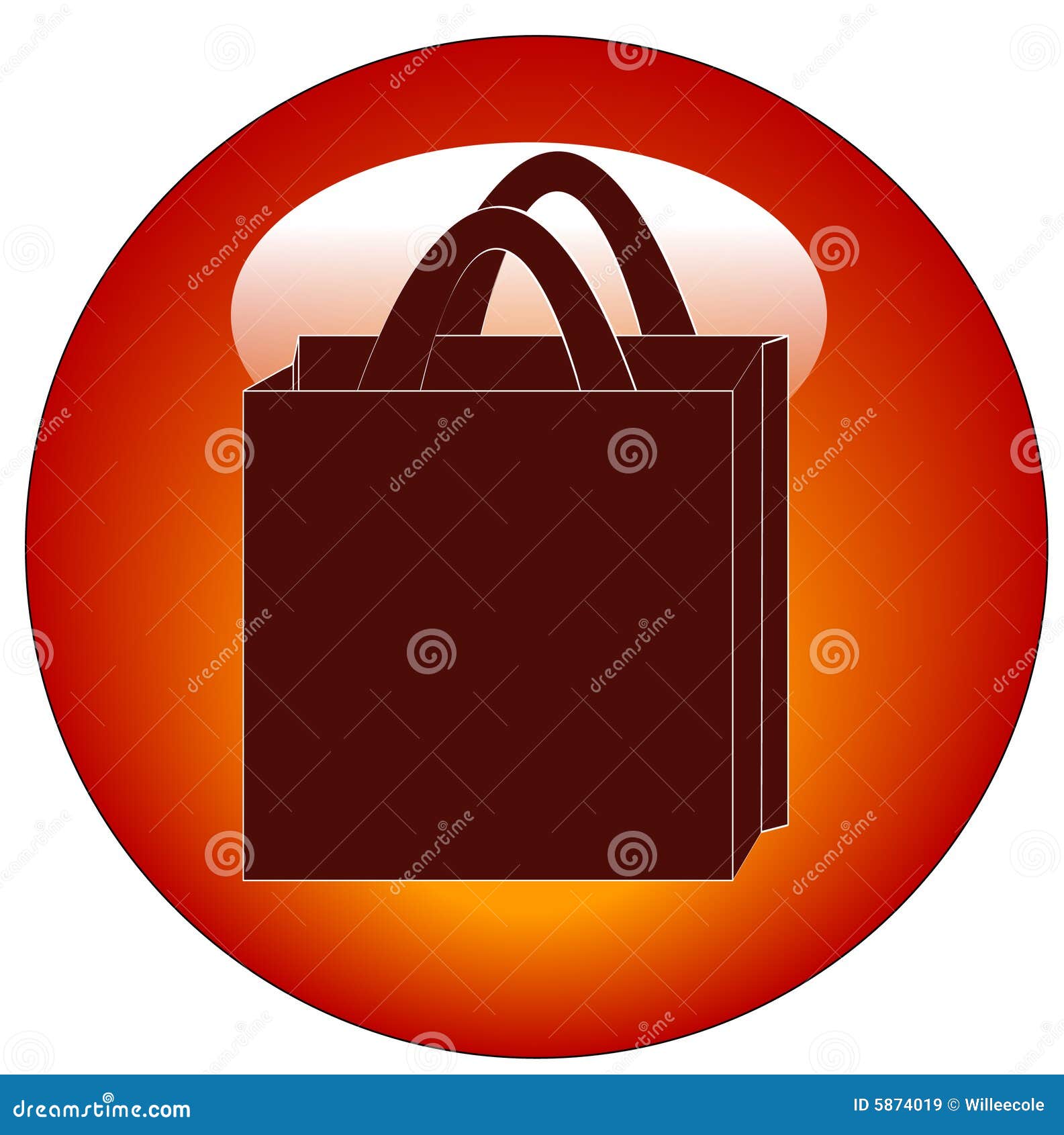 Shopping bag button stock vector. Illustration of purchase - 5874019