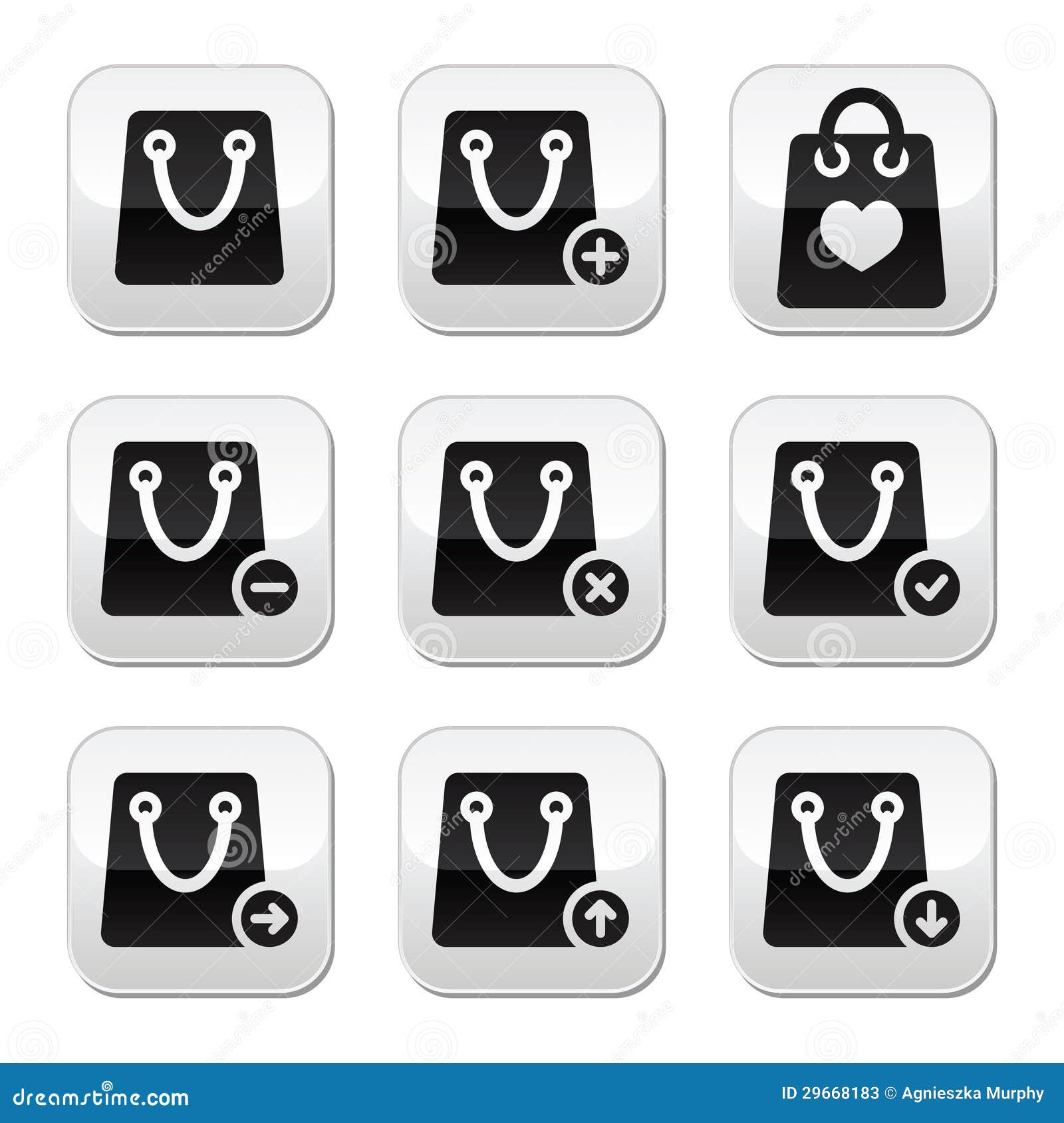 Shopping bag buttons set stock illustration. Illustration of grey ...