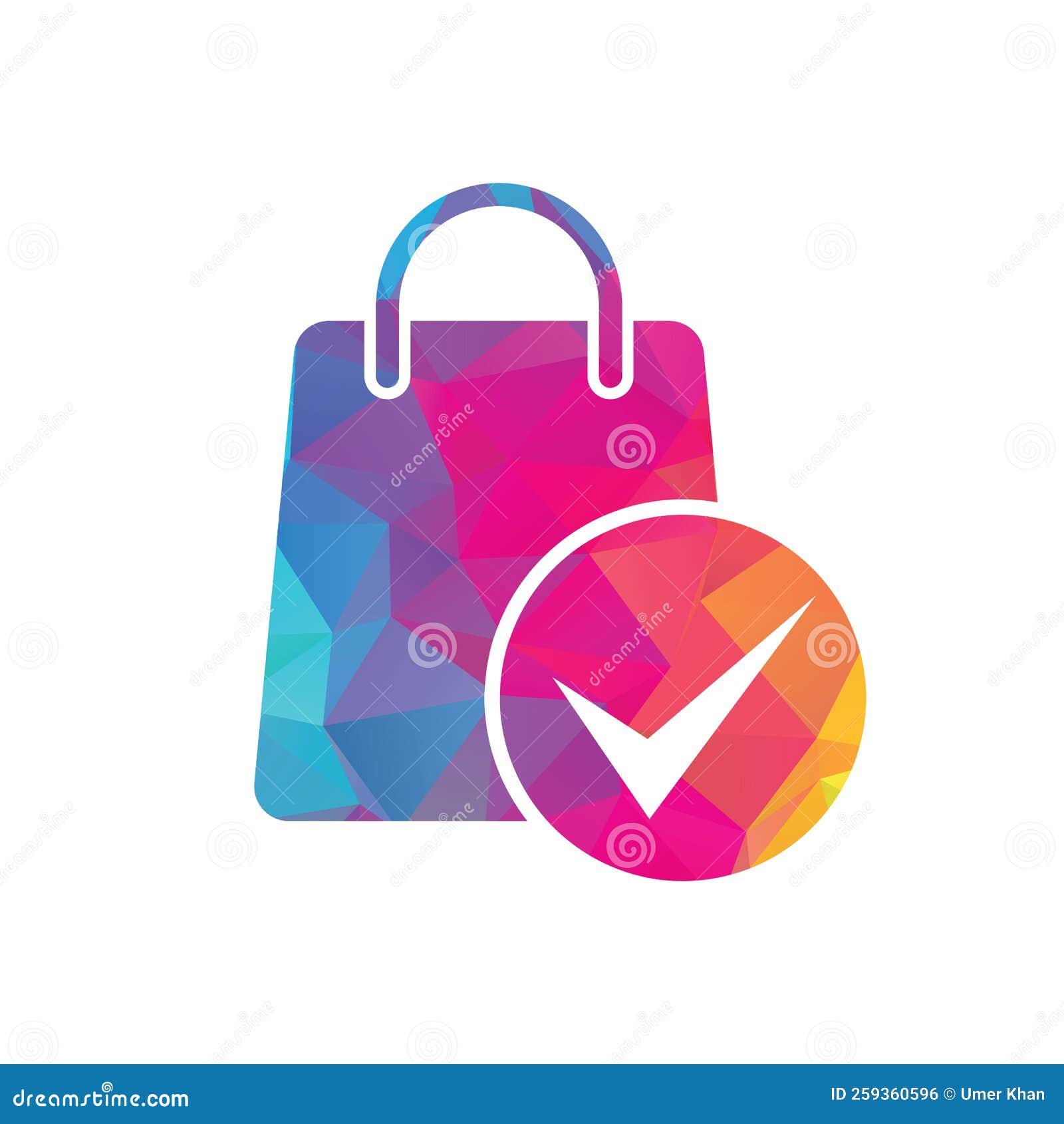 Shopping Bag Check Logo Icon. Stock Vector - Illustration of template ...
