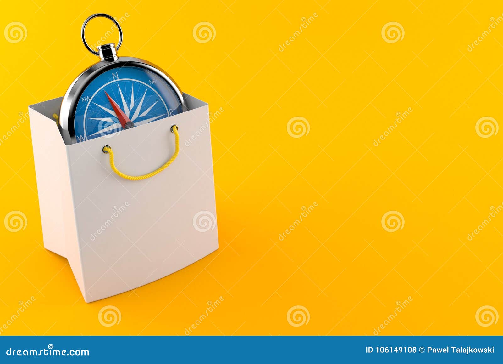 Shopping bag with compass stock illustration. Illustration of copy ...