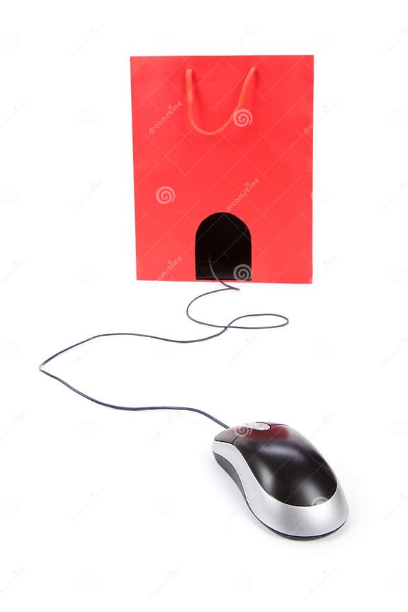 Shopping Bag and Computer Mouse Stock Image - Image of sale, background ...