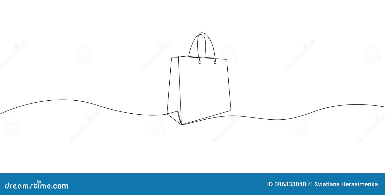 Shopping Bag in Continuous One Line Drawing Style. Paper Bag. Vector ...