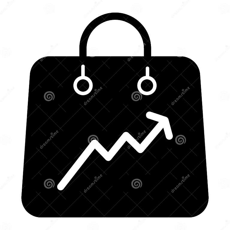 Shopping Bag with a Graph Solid Icon. Package Bag with Graph Vector ...