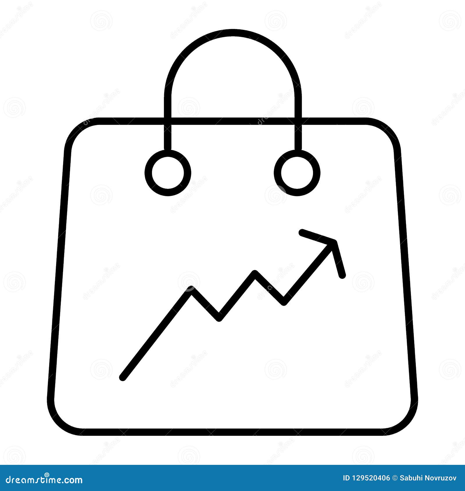 Shopping Bag with a Graph Thin Line Icon. Package Bag with Graph Vector ...