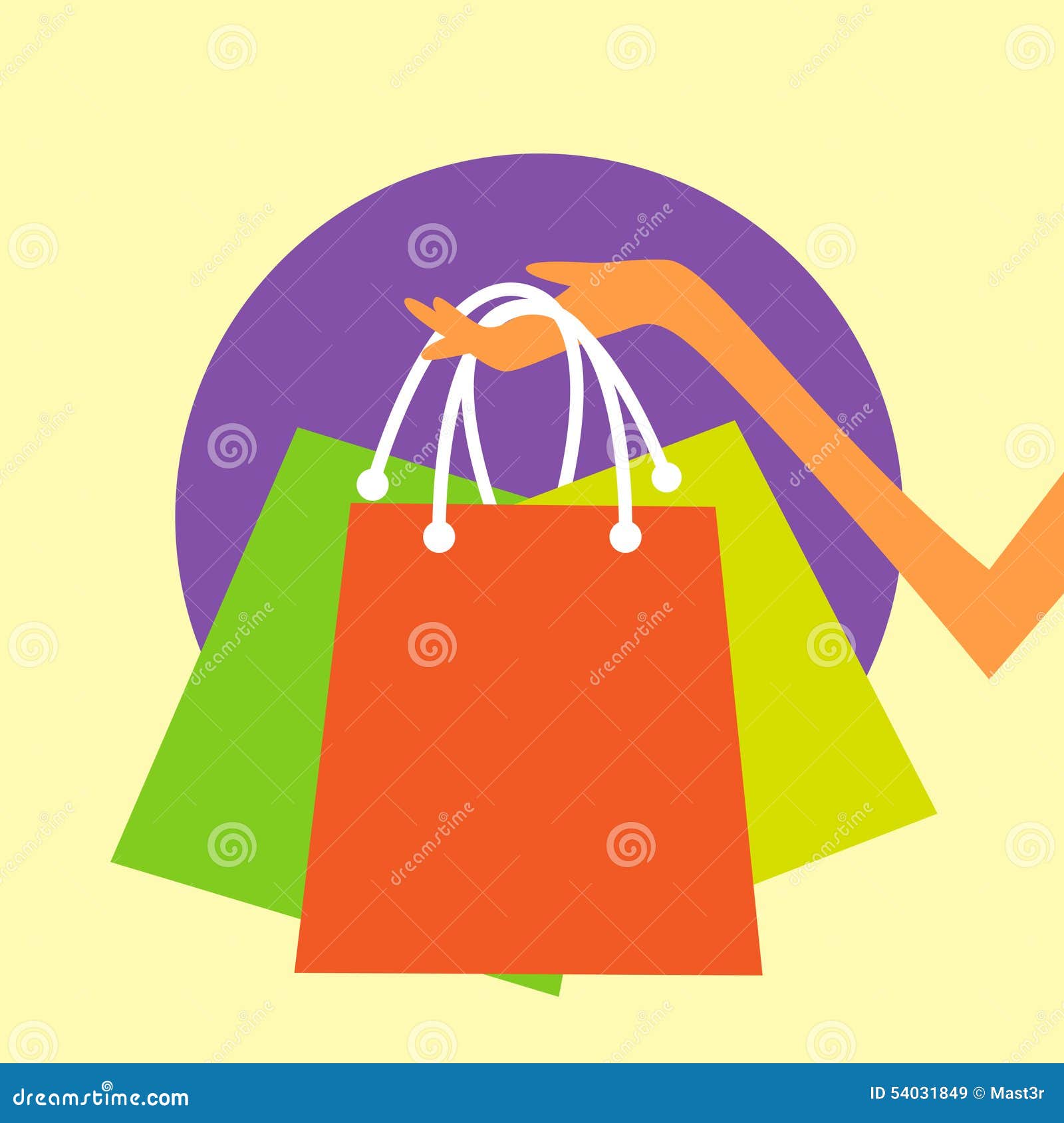 Shopping Bag Hand Icon Colorful Flat Design Stock Vector - Illustration ...