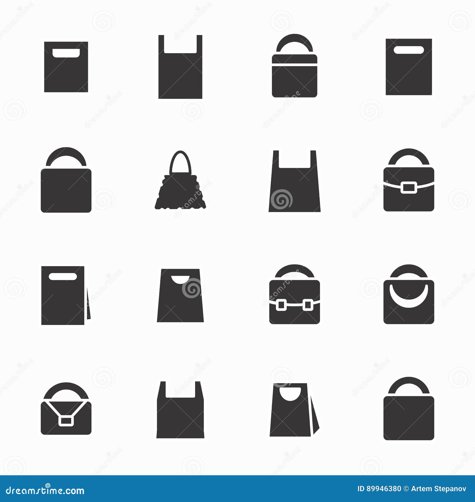 Shopping Bag Icons stock vector. Illustration of shopping - 89946380