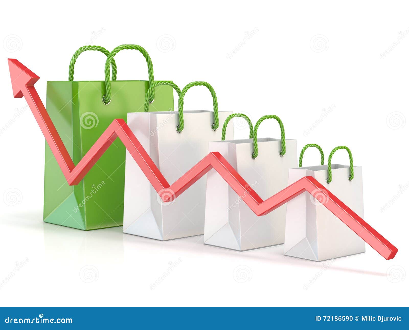 Shopping Bag Increasing Chart. Sales Growth Chart Stock Illustration ...