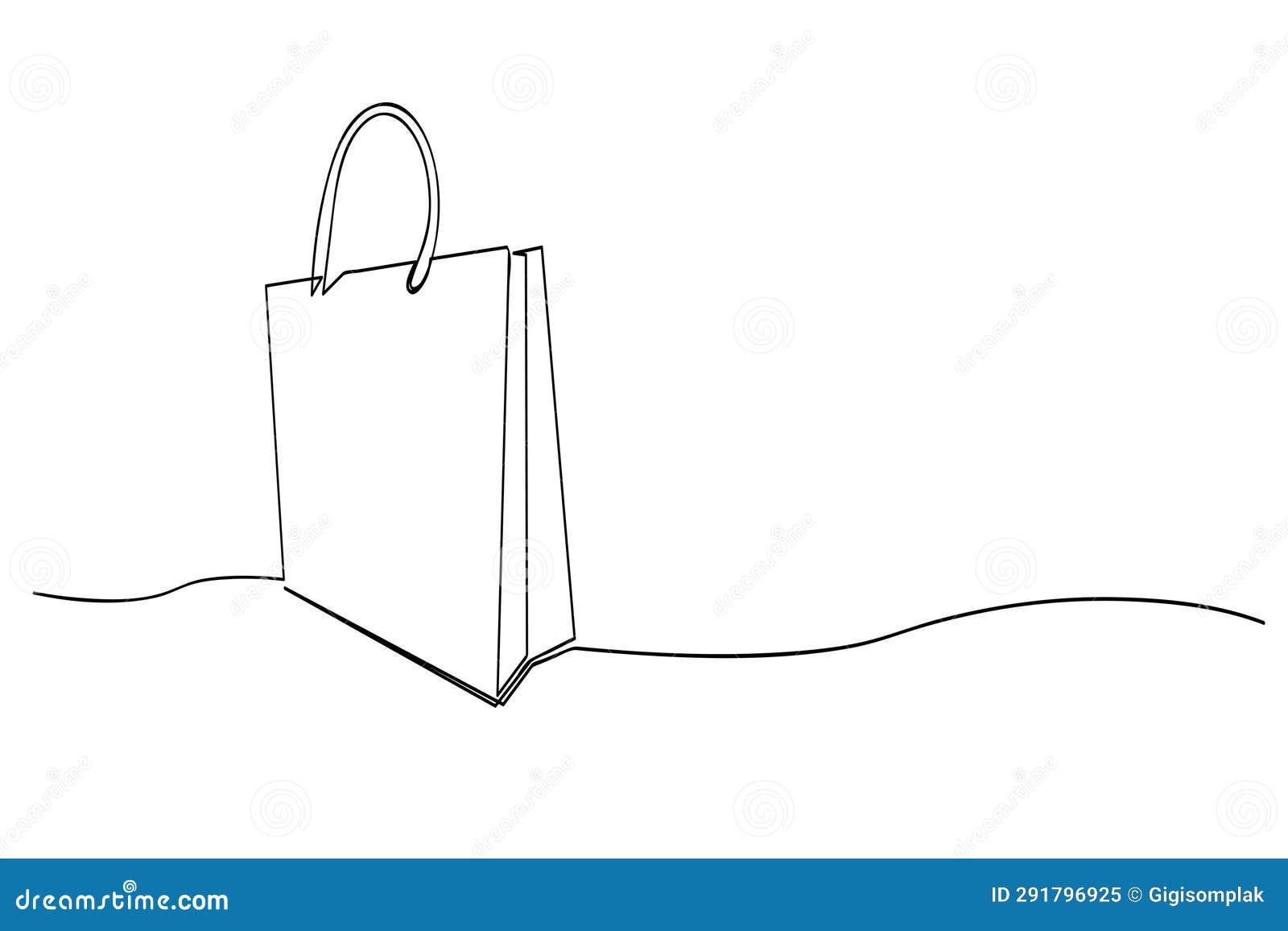 Simple Vector Sketch Shopping or Paper Bag Single One Line Art ...