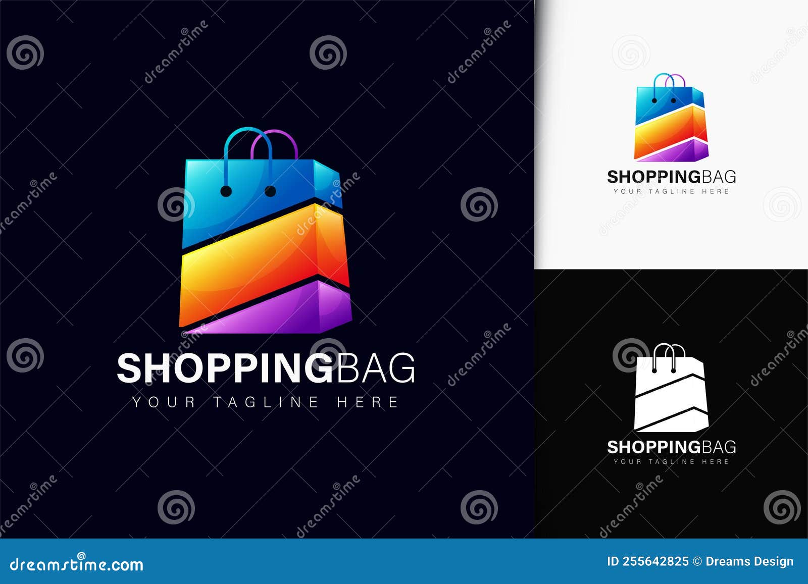 Shopping Bag Logo Design with Gradient Stock Vector - Illustration of ...