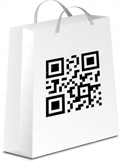 Shopping bag with qr code stock illustration. Illustration of medium ...