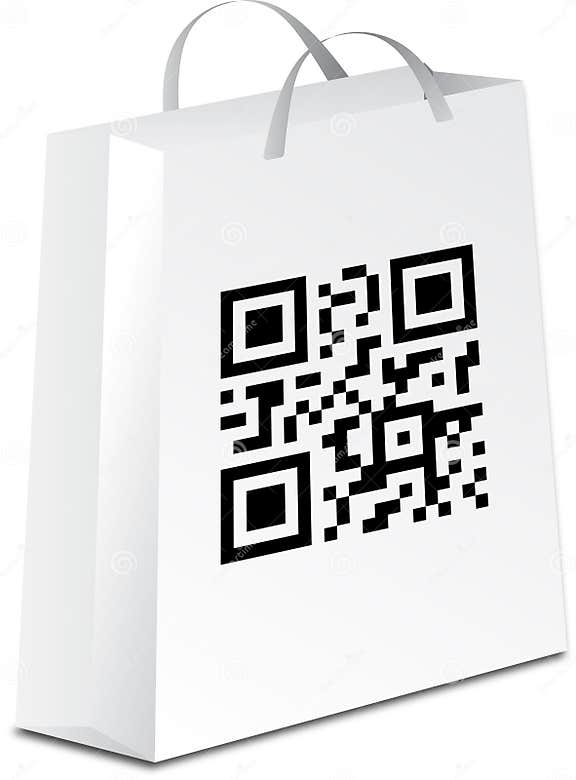 Shopping bag with qr code stock illustration. Illustration of medium ...