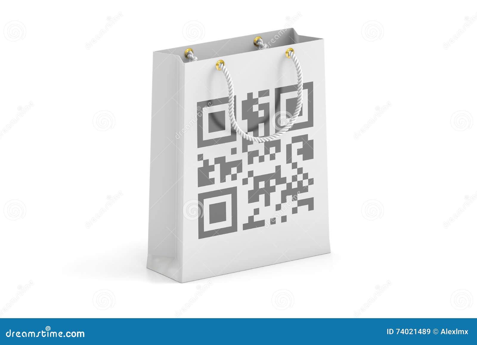 Shopping Bag with Qr Code, 3D Rendering Stock Illustration ...