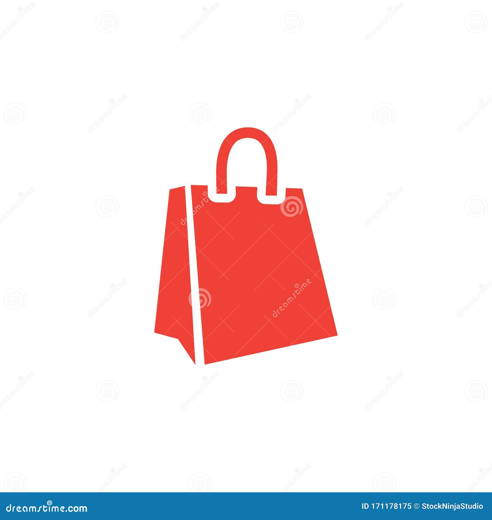 Shopping Bag Red Icon on White Background. Red Flat Style Vector ...