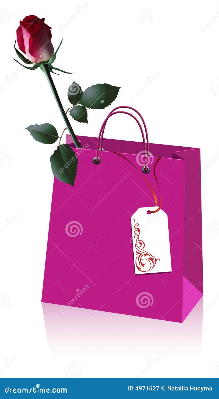 Shopping Bag with Rose stock vector. Illustration of pink - 4971627