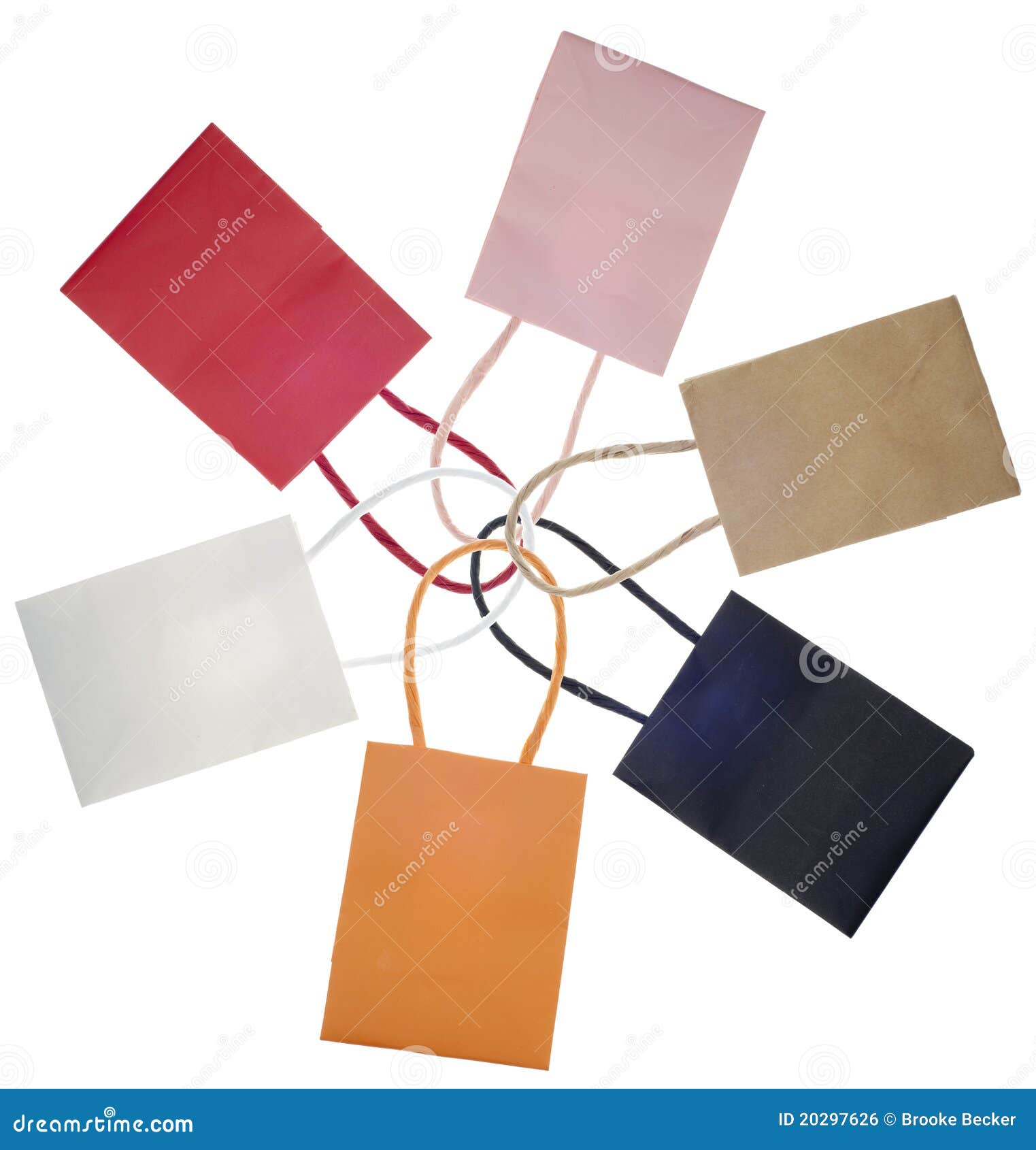 Shopping Bag Sack Set in Circle or Flower Shape Stock Photo - Image of ...