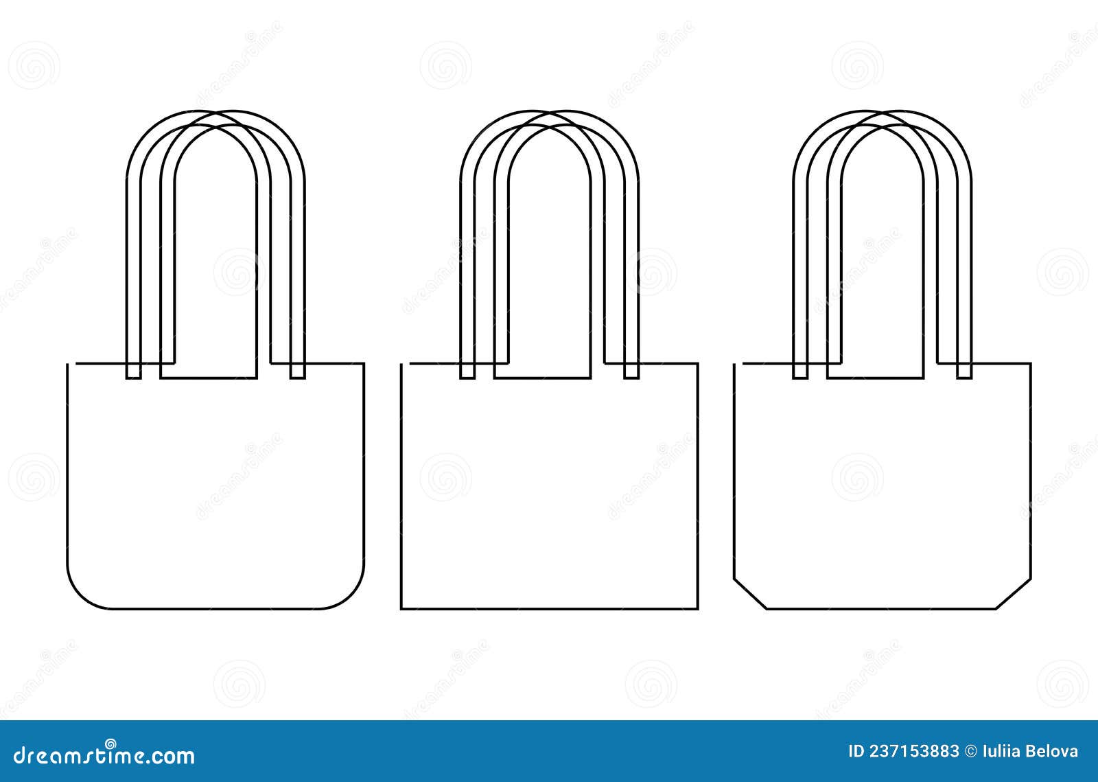 Shopping Bag Set. Mockup. Continuous Line Drawing Stock Vector ...