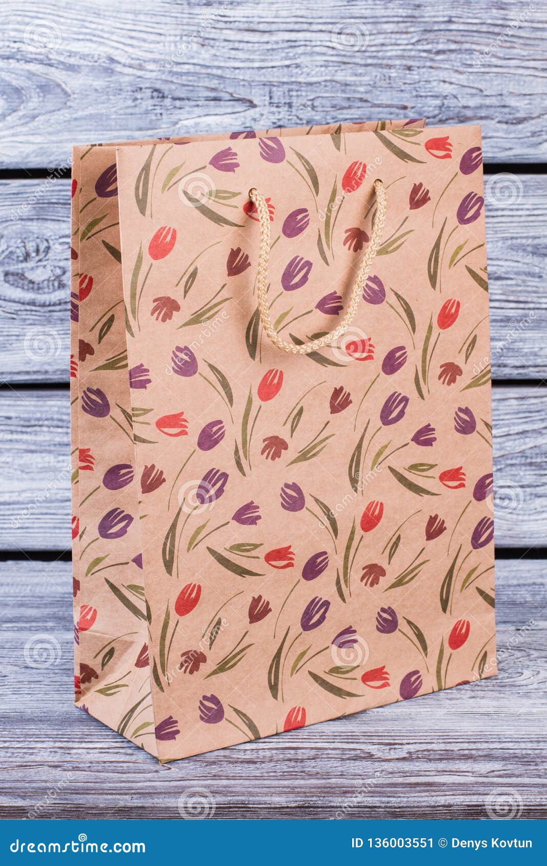 Shopping Bag with Spring Flowers Pattern. Stock Image - Image of object ...