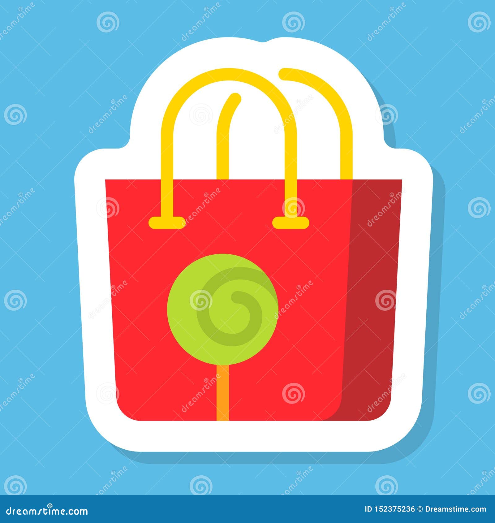 Shopping Bag Sticker Vector, Isolated Flat Stye Icon Stock Vector ...