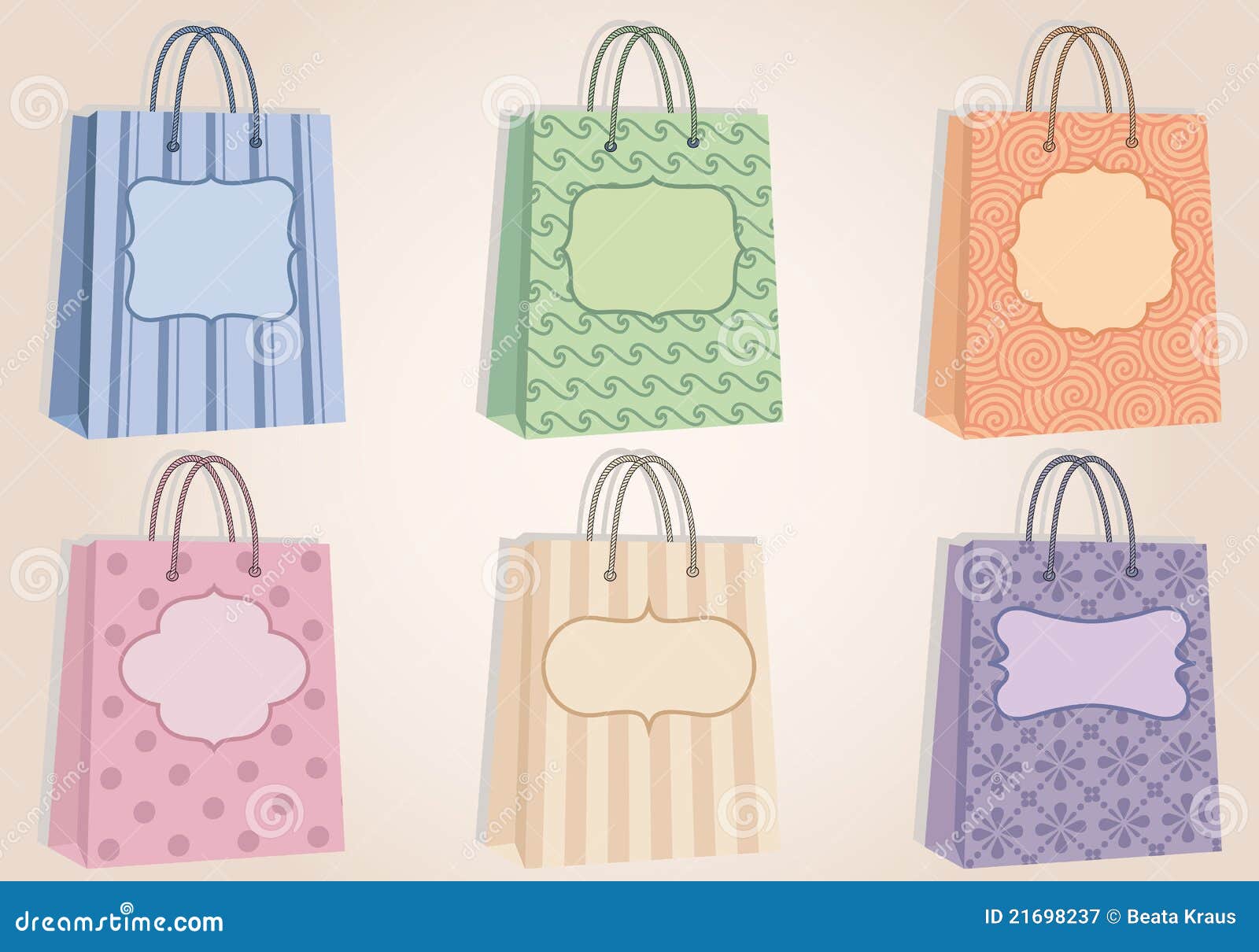 Shopping Bags with Blank Labels, Vector Stock Illustration ...