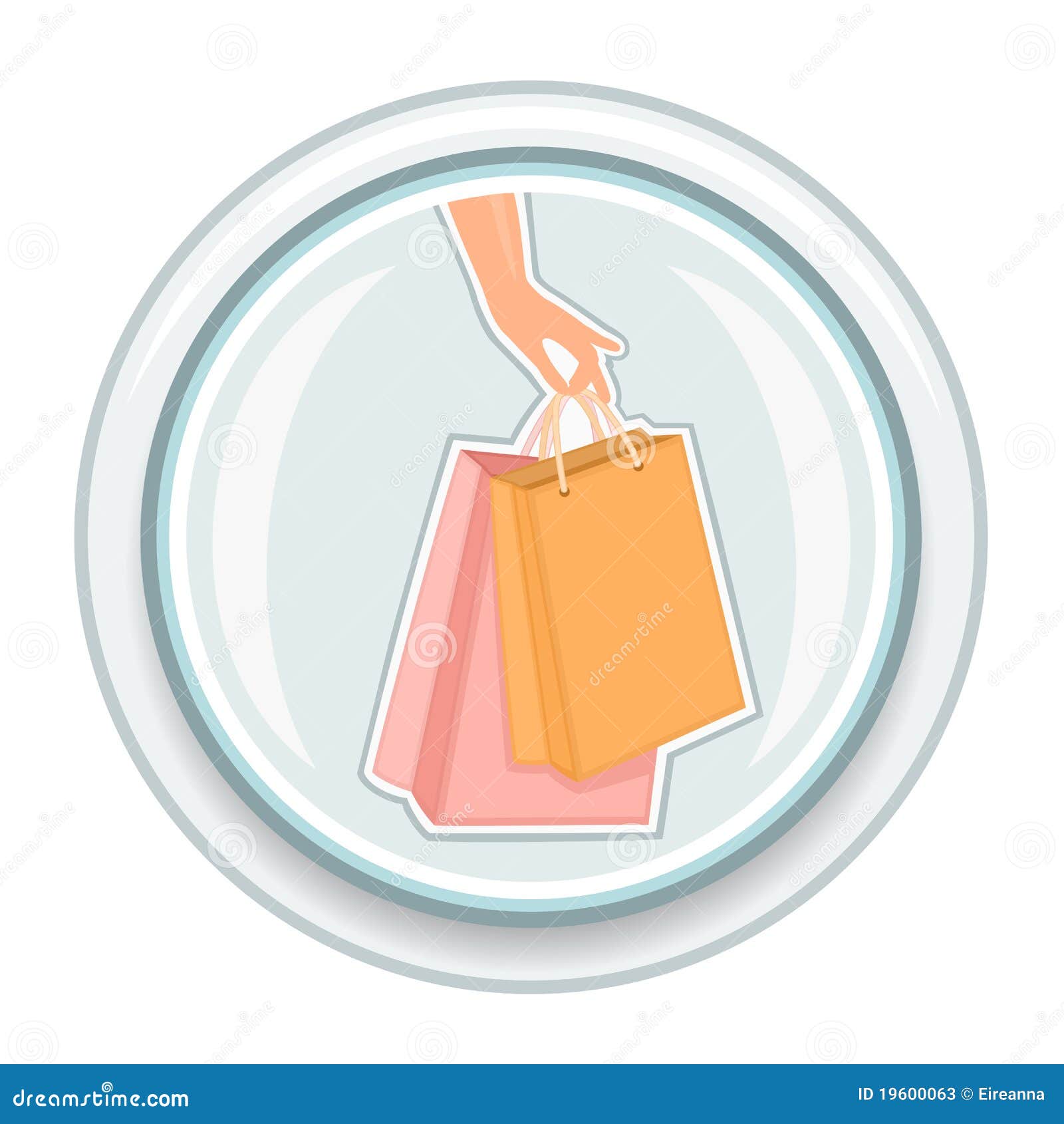 Shopping bags button stock vector. Illustration of icon - 19600063