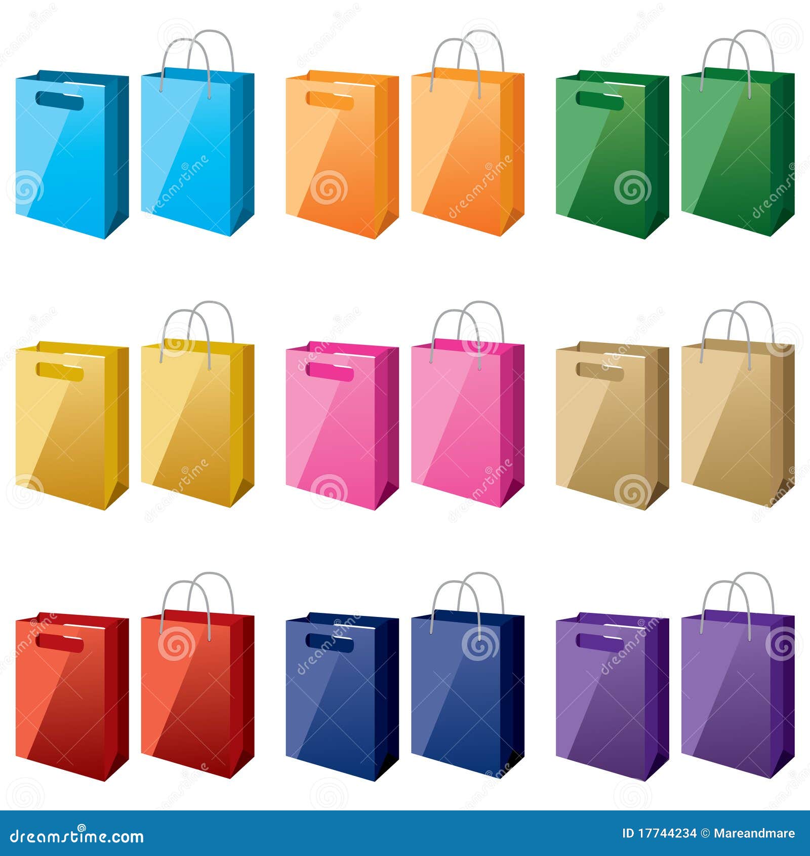 Shopping-bags-in-different-colours Stock Vector - Illustration of ...