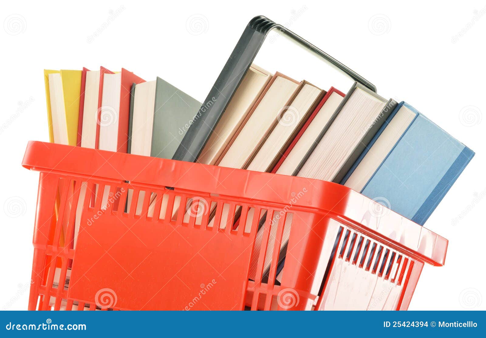 Shopping Basket with Books Isolated on White Stock Photo - Image of ...