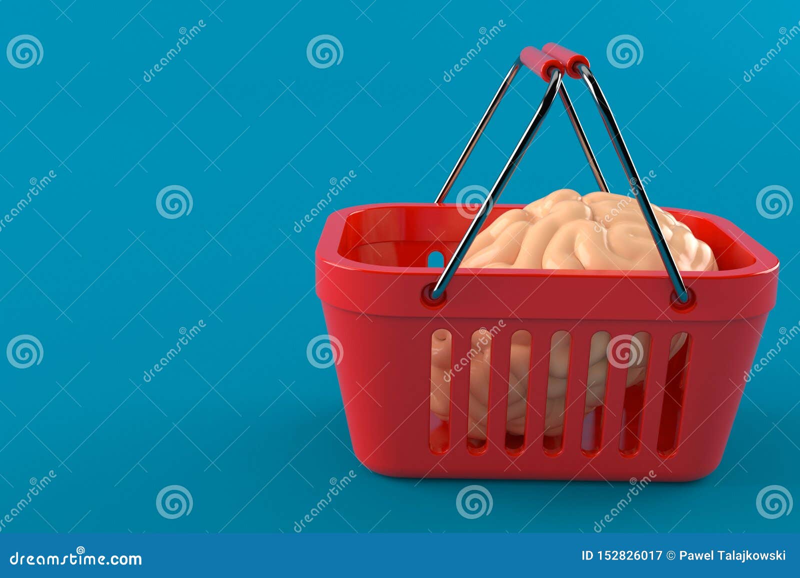 Shopping basket with brain stock illustration. Illustration of empty ...