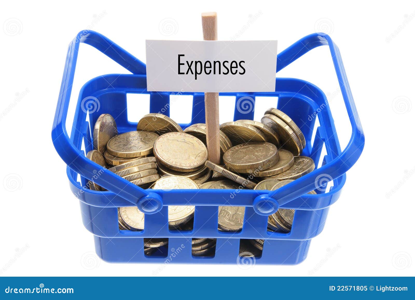 Shopping Basket with Coins stock image. Image of board - 22571805