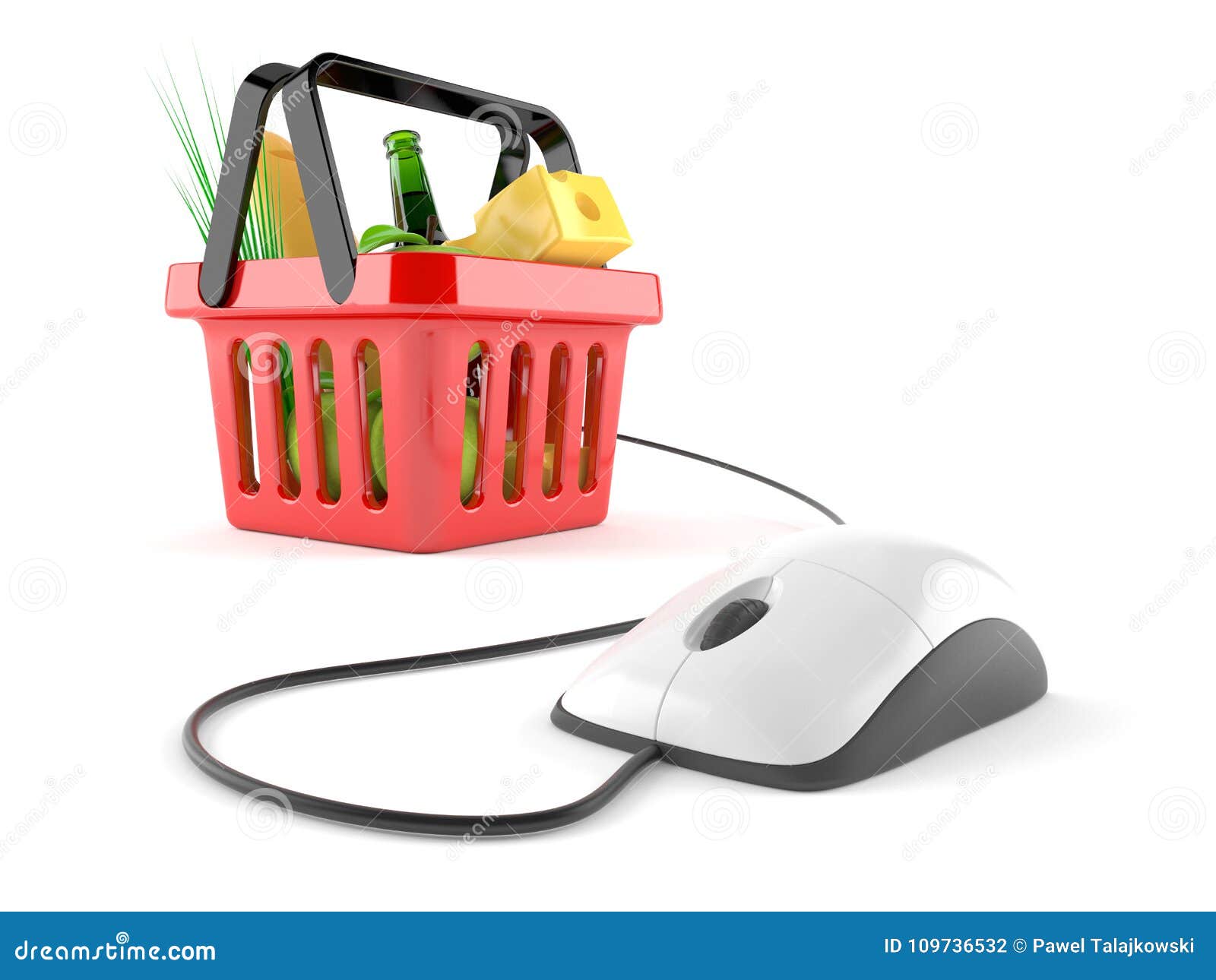 Shopping Basket with Computer Mouse Stock Illustration - Illustration ...