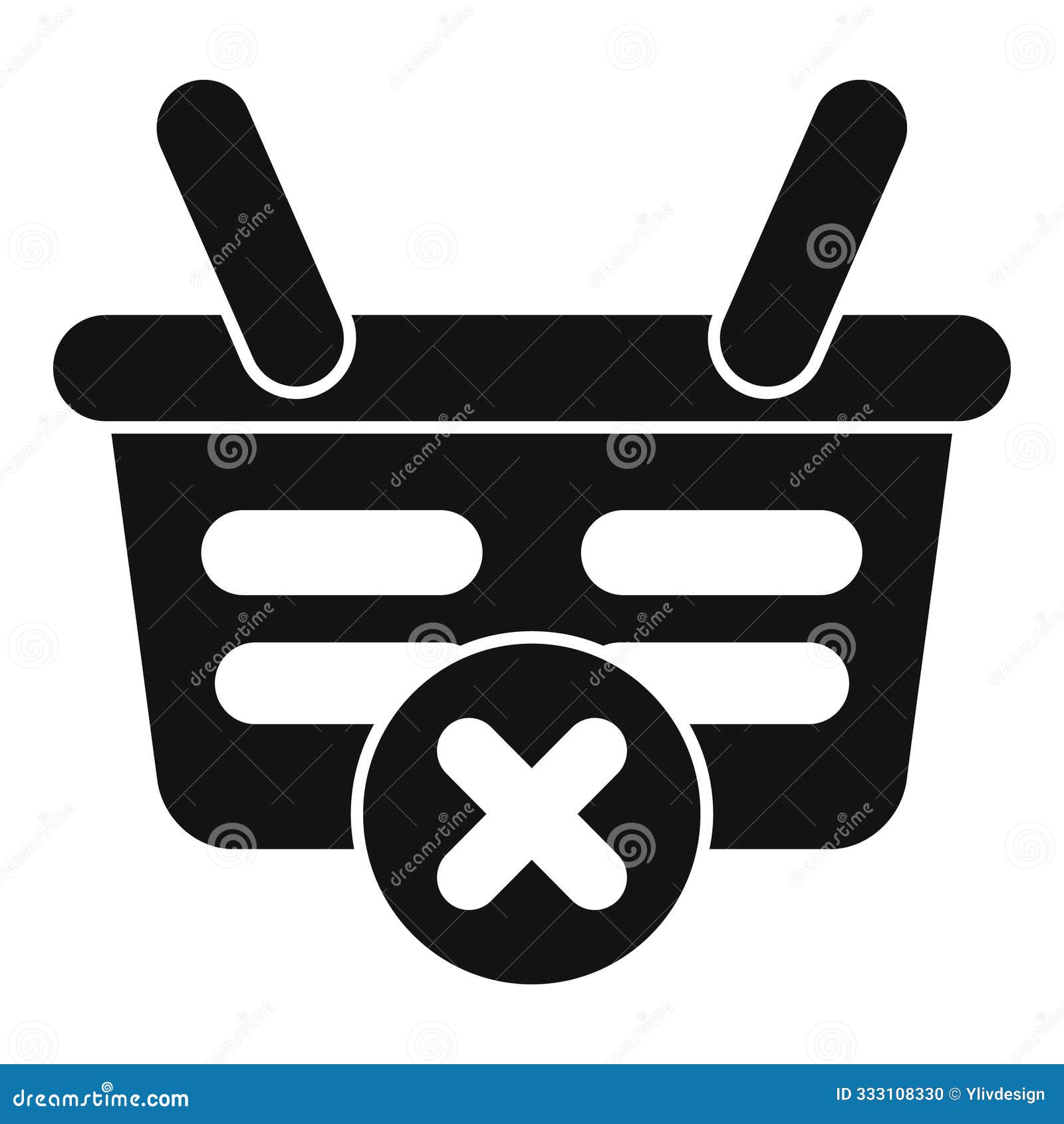 Shopping Basket with Delete Sign Indicating Purchase Cancellation Stock ...