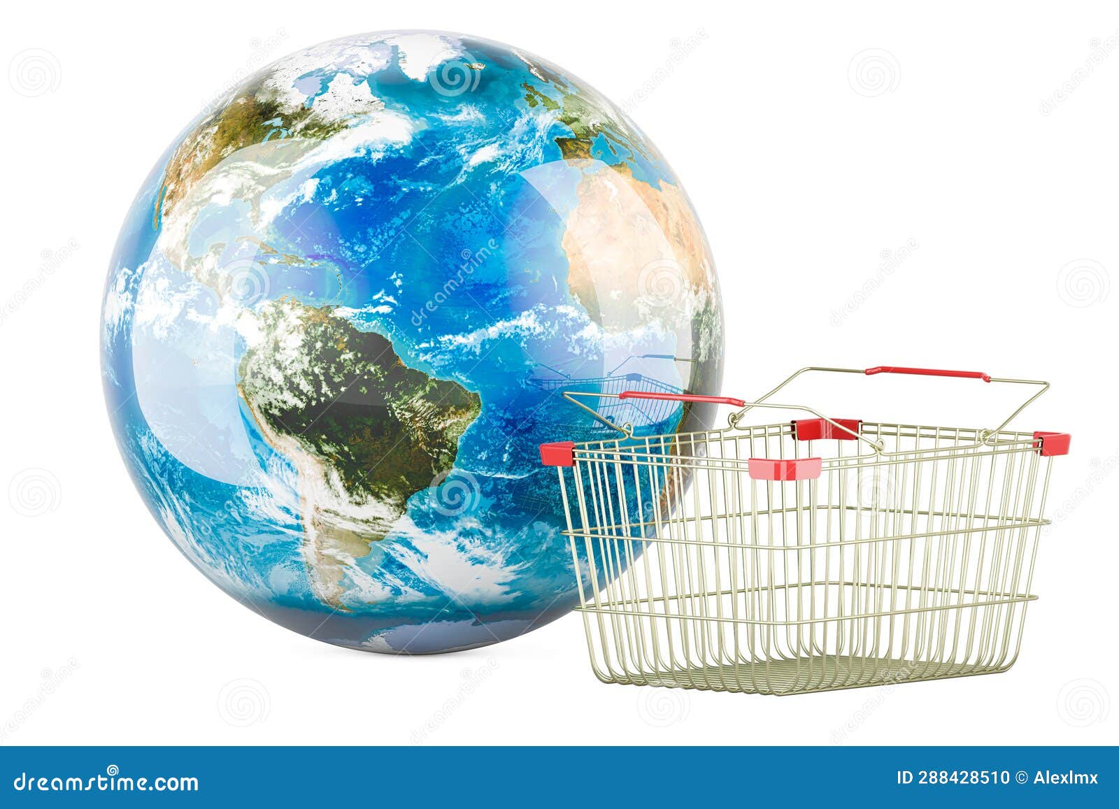 Shopping Basket with Earth Globe. Worldwide Shopping Concept, 3D ...