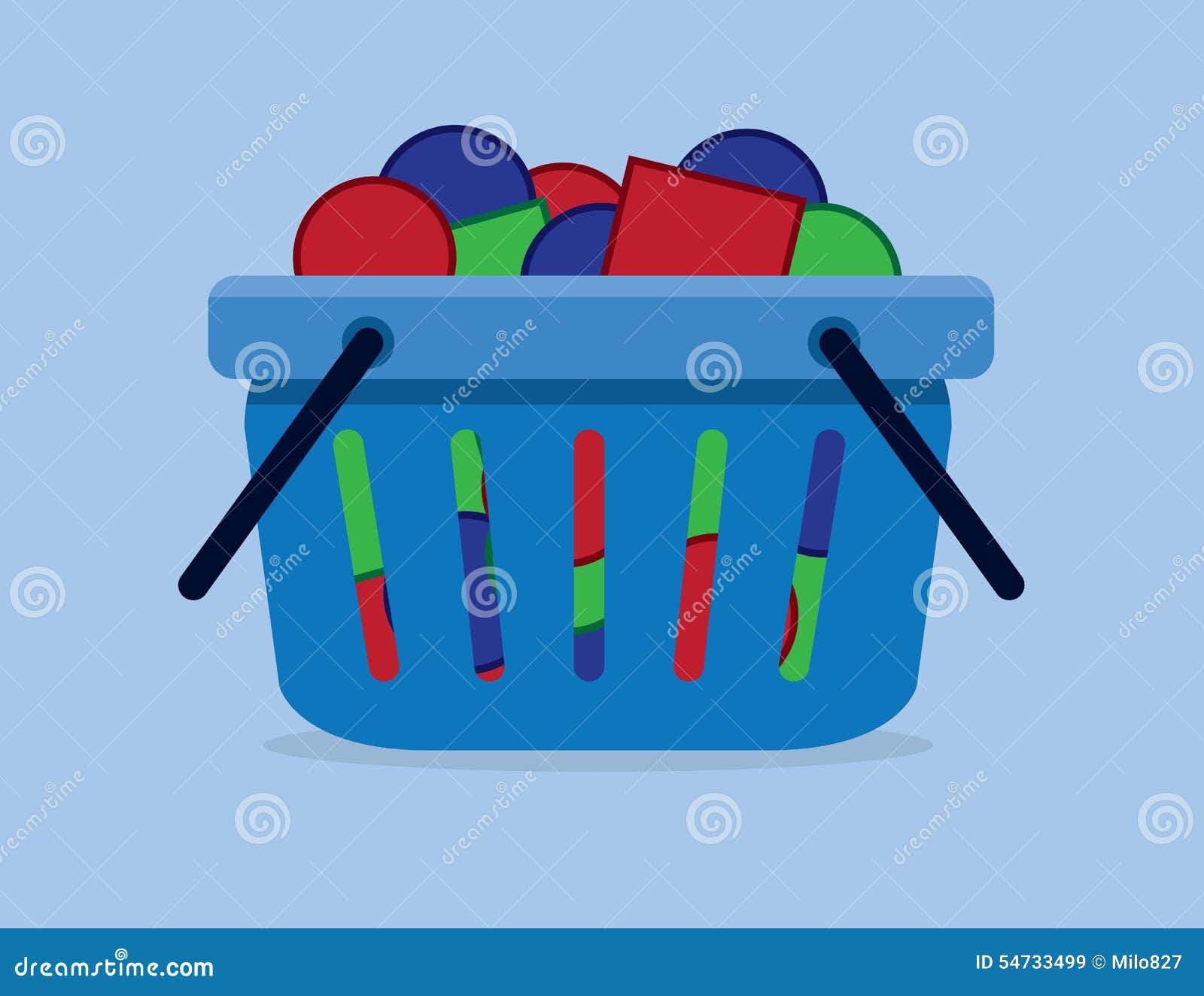 Shopping Basket Full stock vector. Illustration of cartoon - 54733499