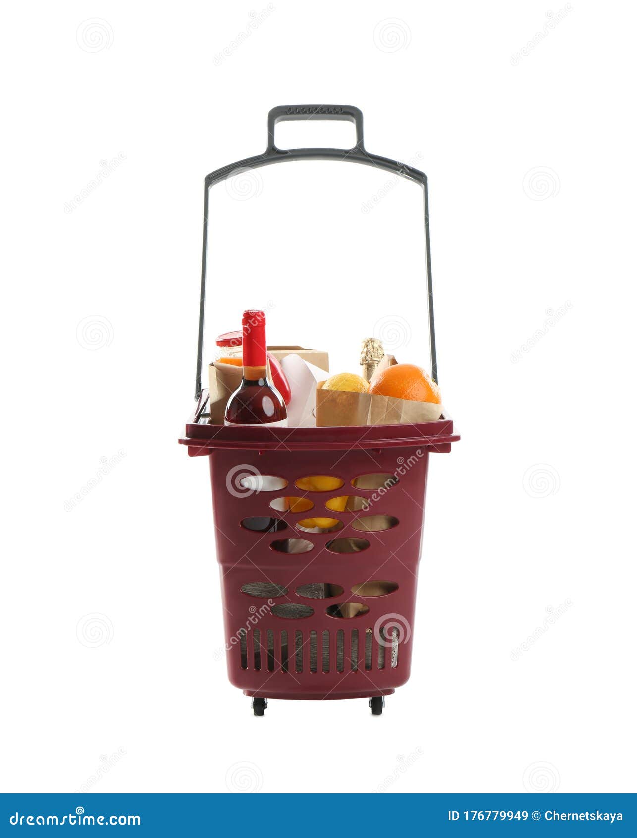 Shopping Basket Full of Different Products Isolated Stock Image - Image ...