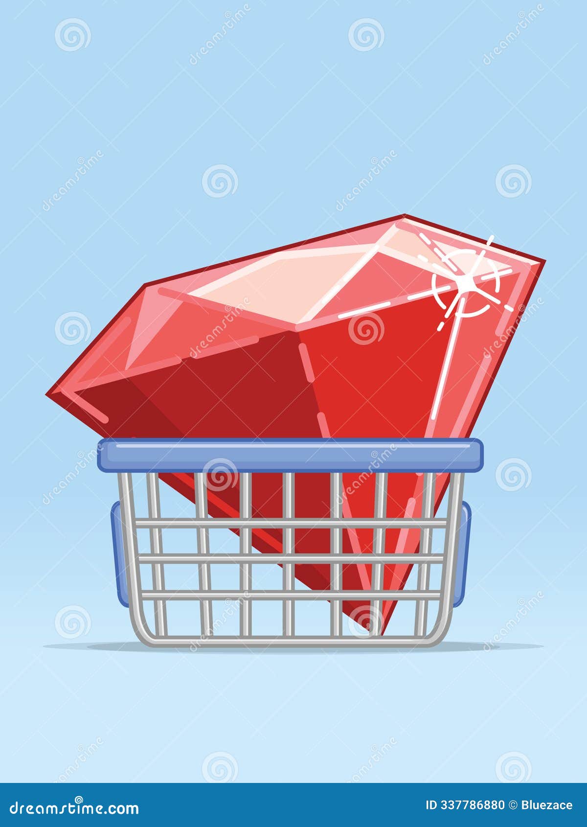 Shopping Basket Gem Diamond Ruby Crystal Stock Vector - Illustration of ...