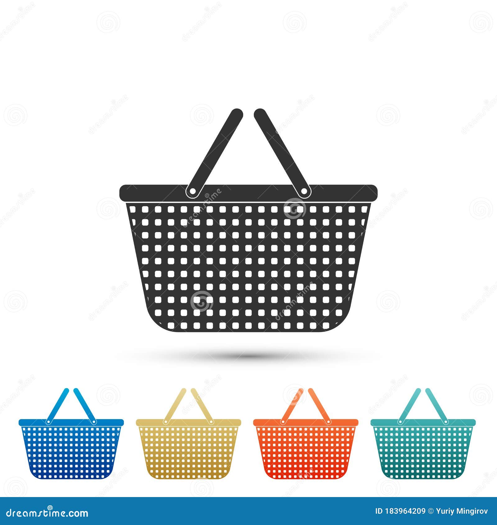 Shopping Basket Icon Isolated on White Background. Set Elements in ...