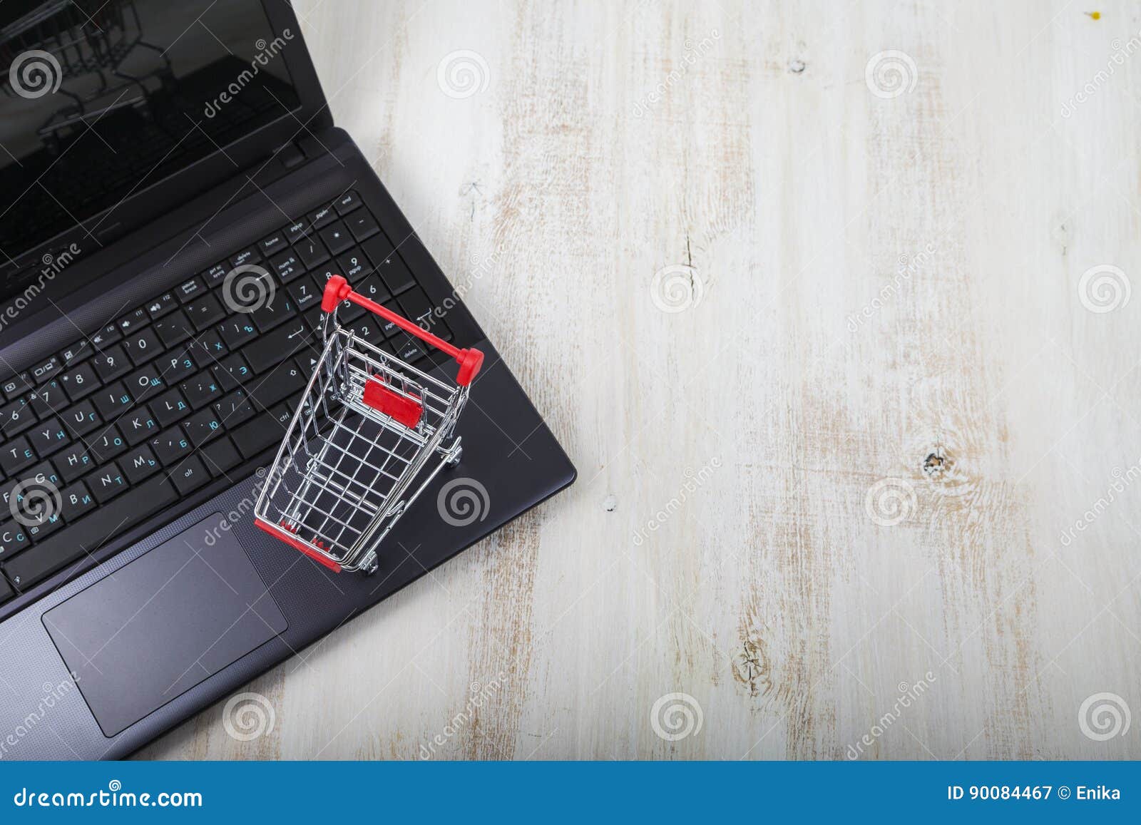 Shopping Basket on a Laptop. Stock Image - Image of paying, internet ...