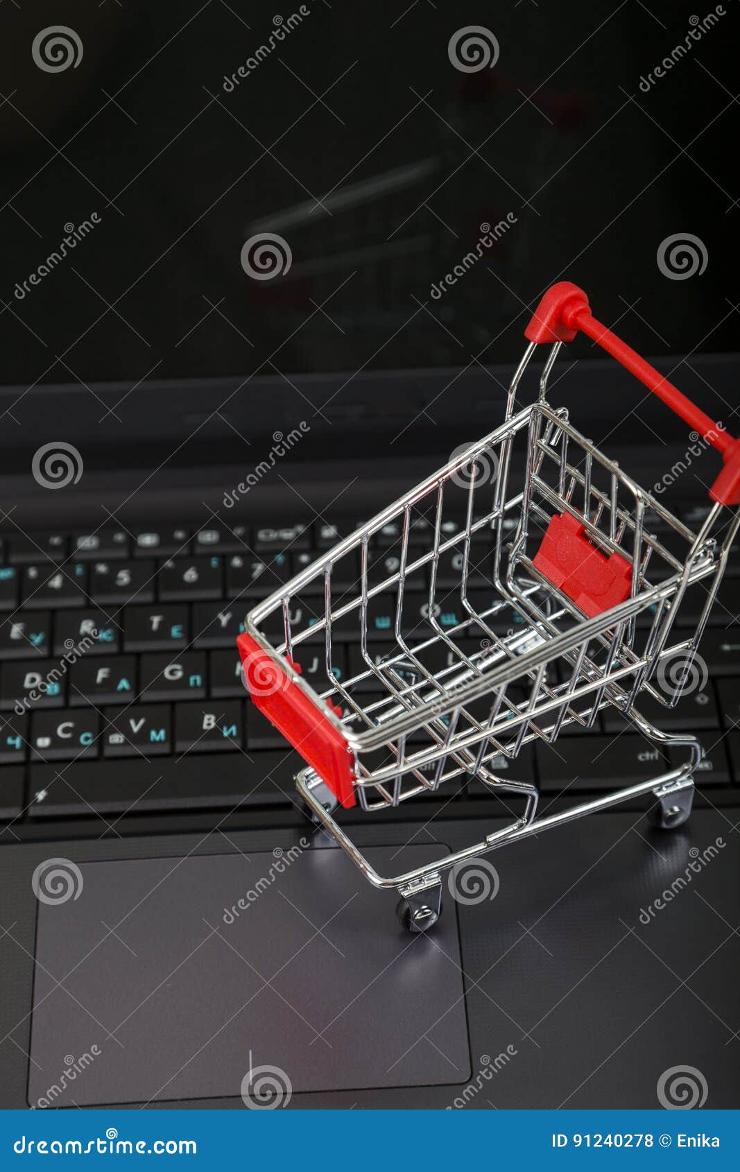 Shopping Basket on a Laptop. Stock Photo - Image of people, electronics ...