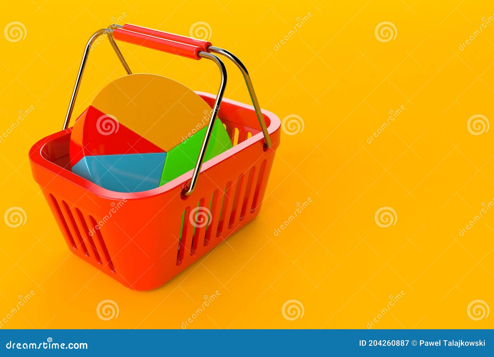 Shopping Basket with Pie Chart Stock Illustration - Illustration of ...