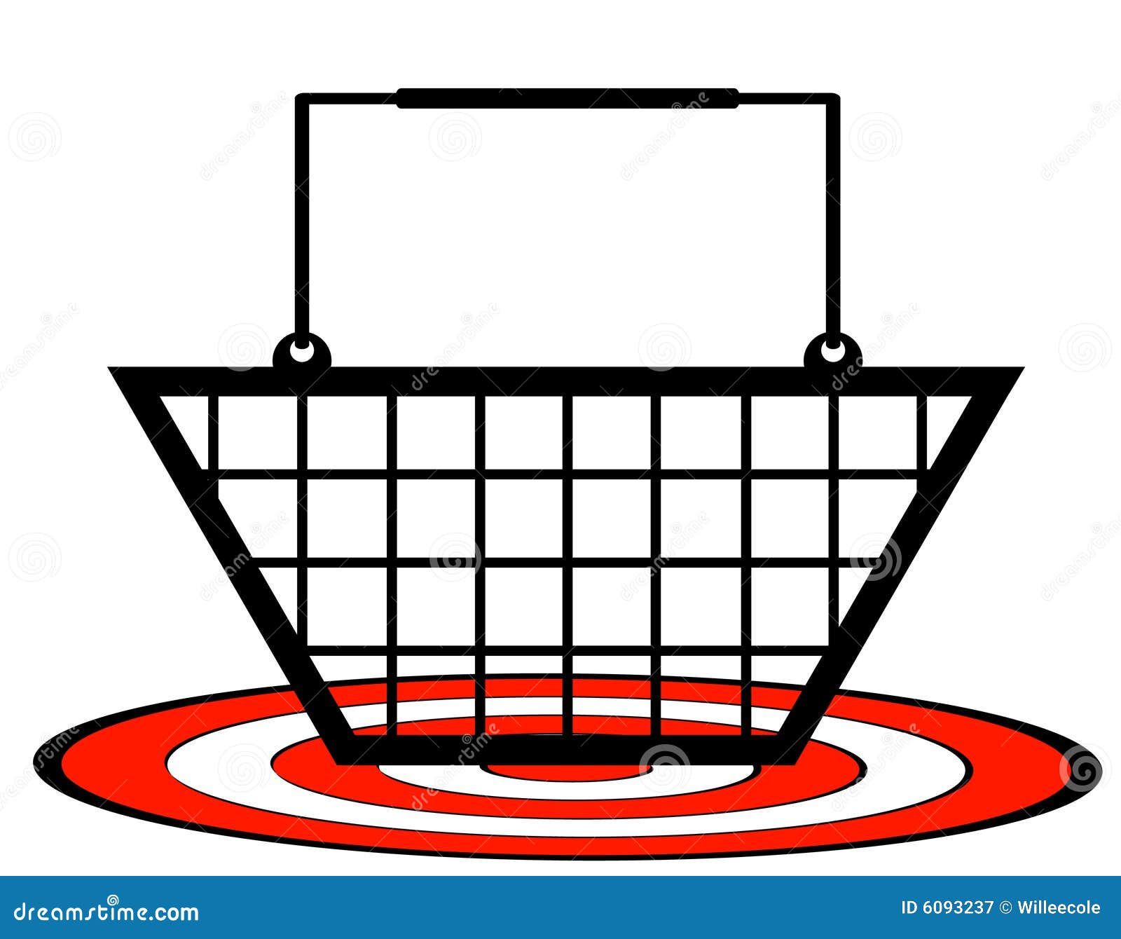 Shopping basket on target stock vector. Illustration of black - 6093237