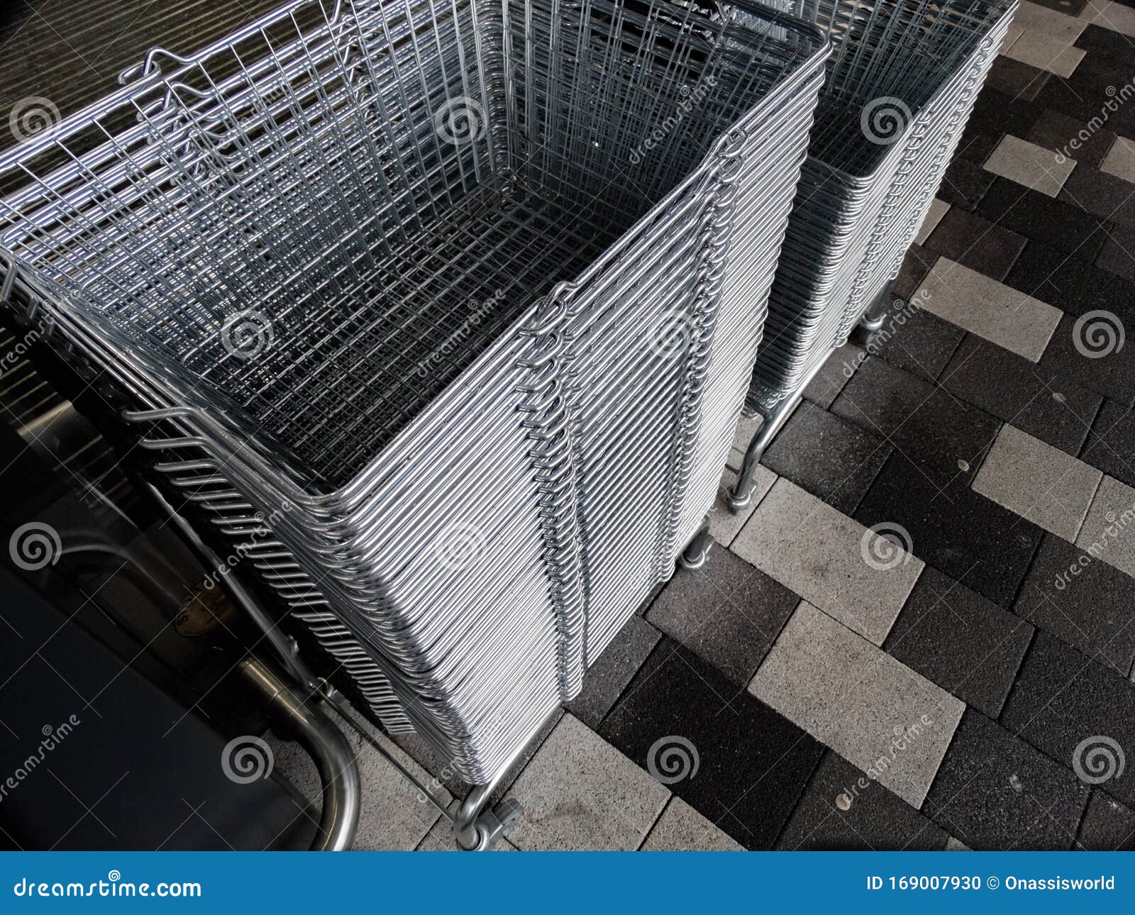 Shopping Baskets in Steel stock photo. Image of shop - 169007930