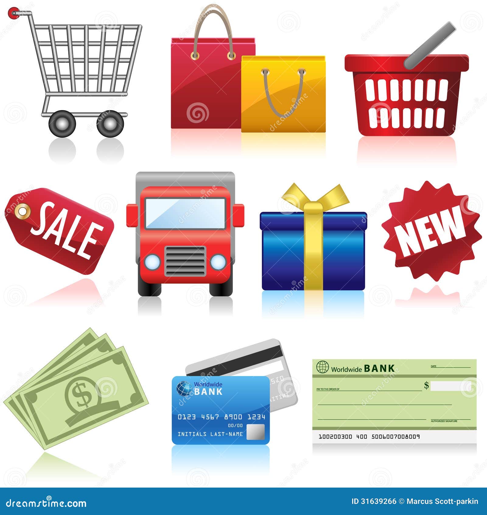 Shopping and Business Icons Stock Vector - Illustration of financial ...
