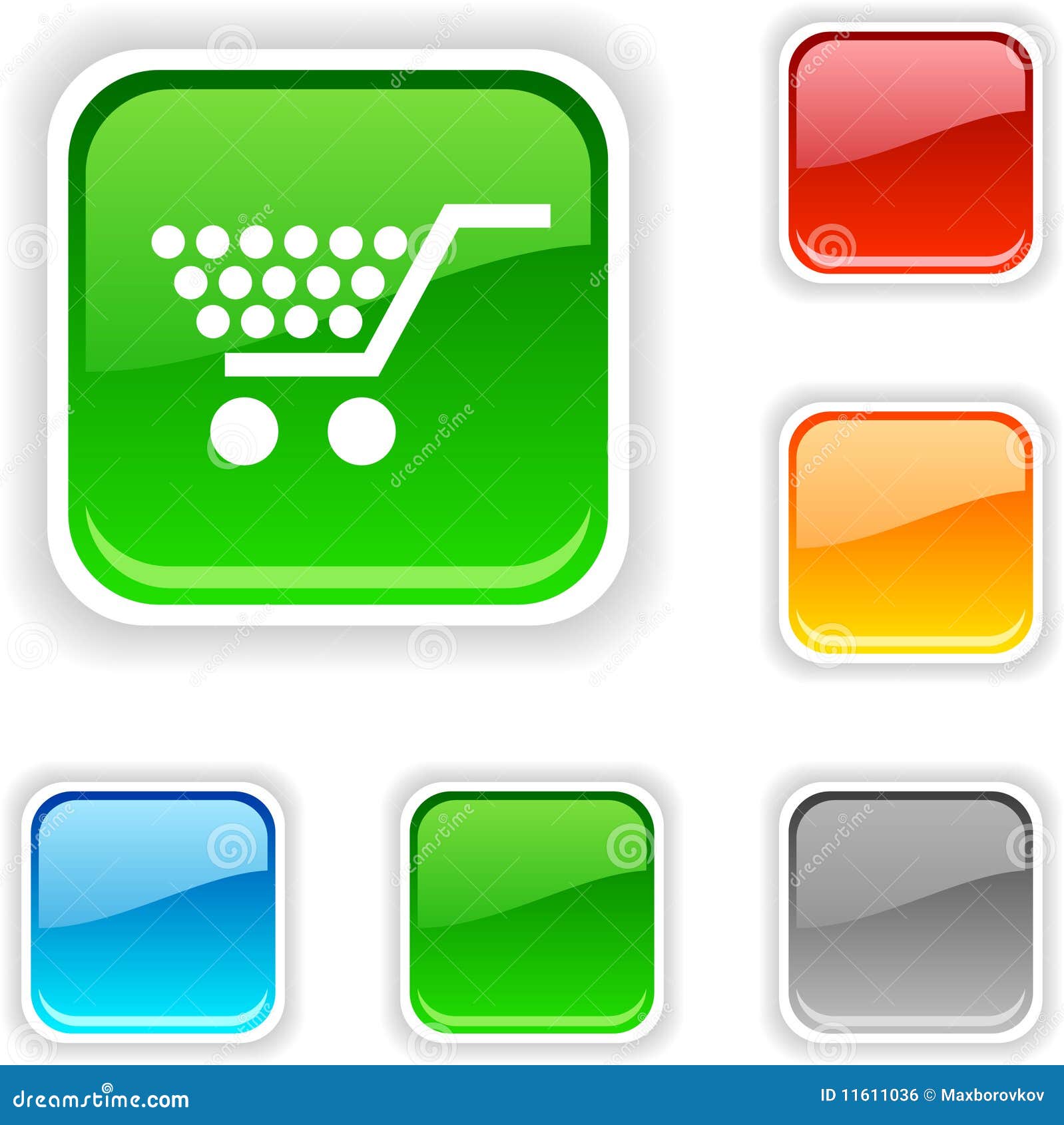 Shopping button. stock vector. Illustration of square - 11611036