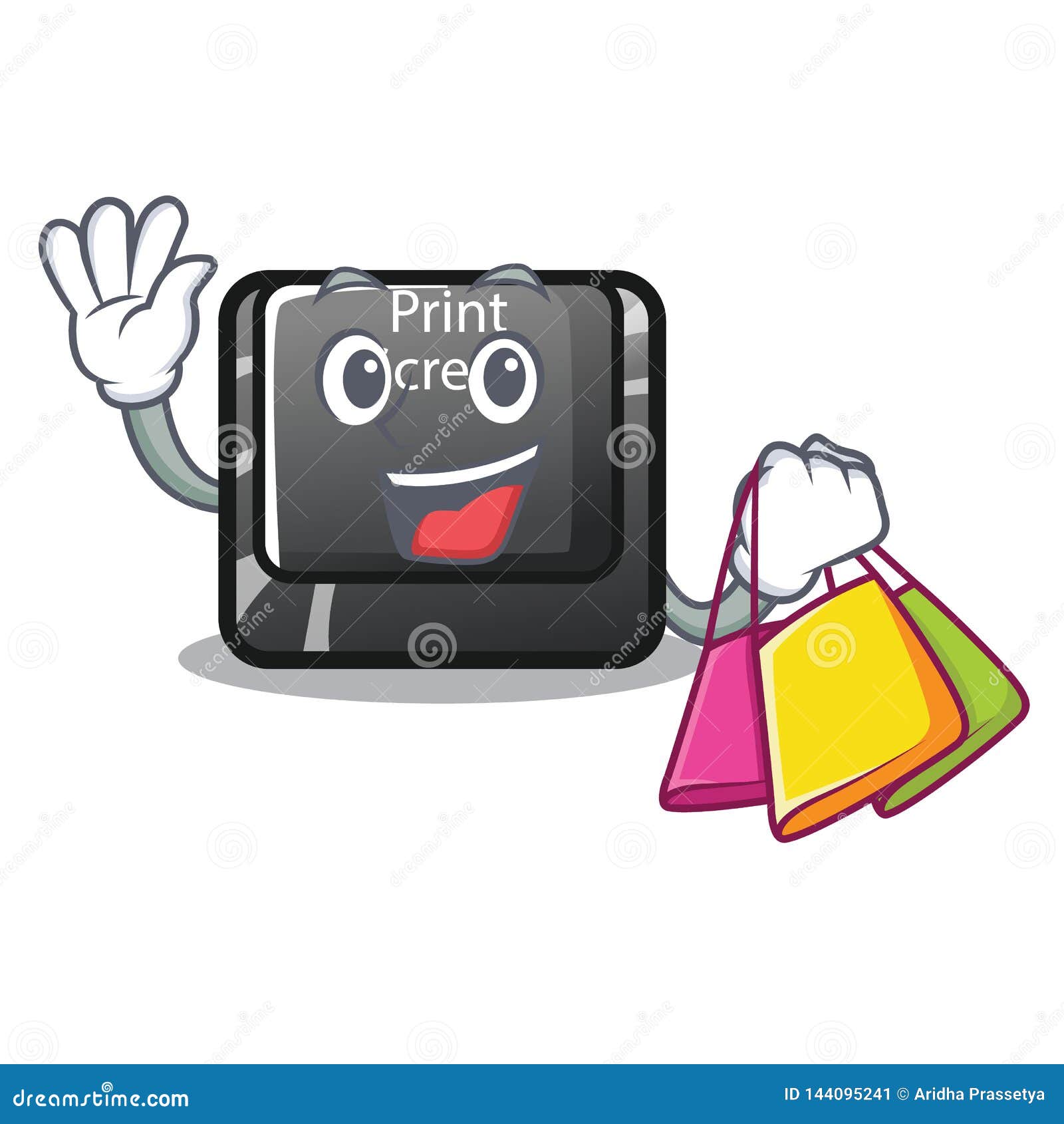 Shopping Button Print Screen in Shape Mascot Stock Vector ...