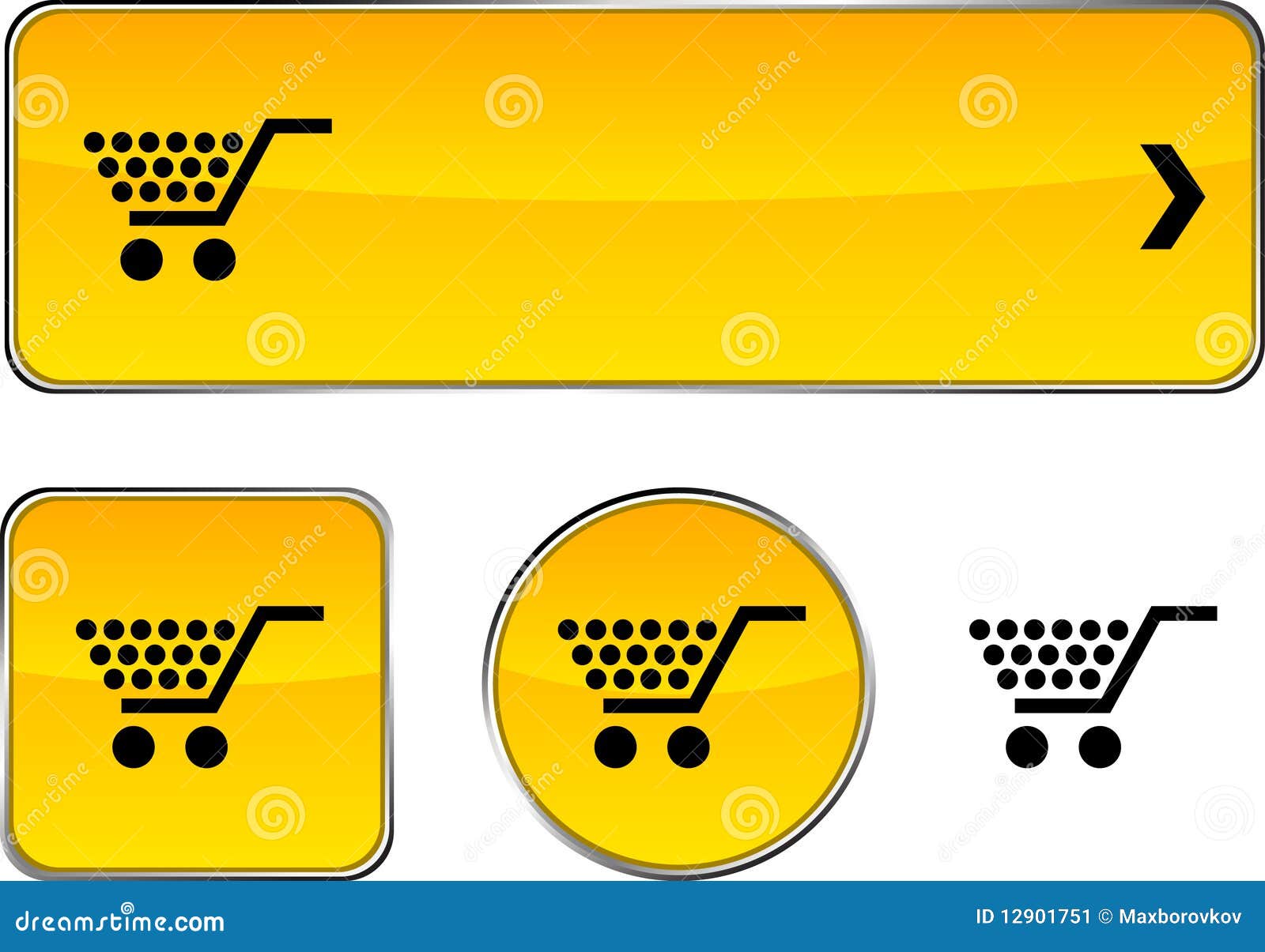 Shopping button set. stock vector. Illustration of metal - 12901751