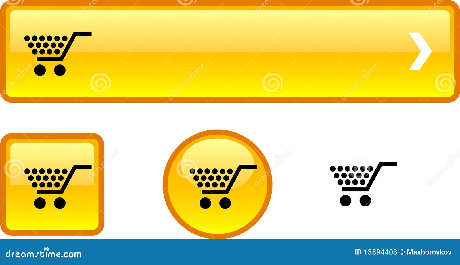 Shopping button set. stock vector. Illustration of cart - 13894403