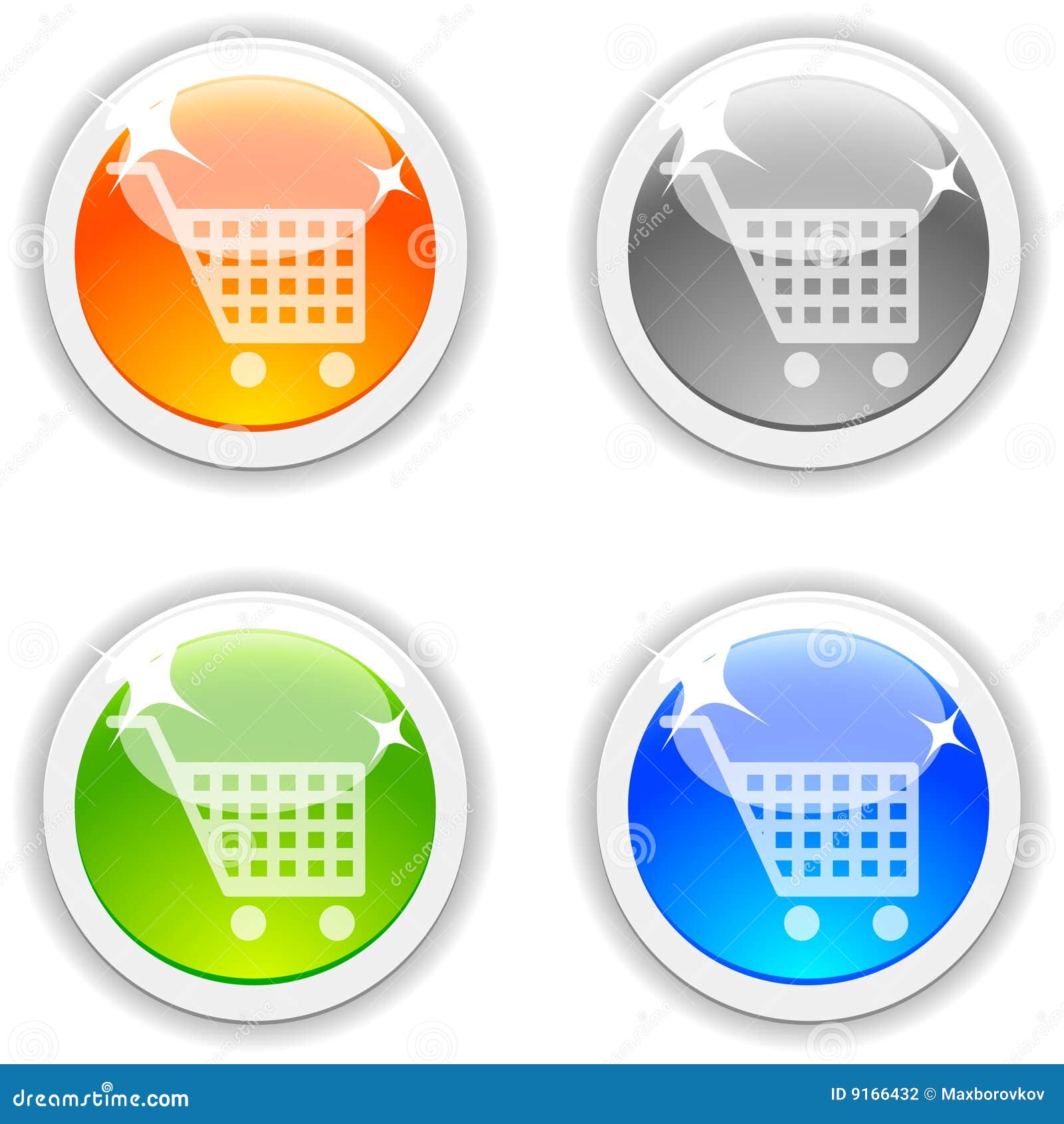 Shopping buttons. stock vector. Illustration of orange - 9166432