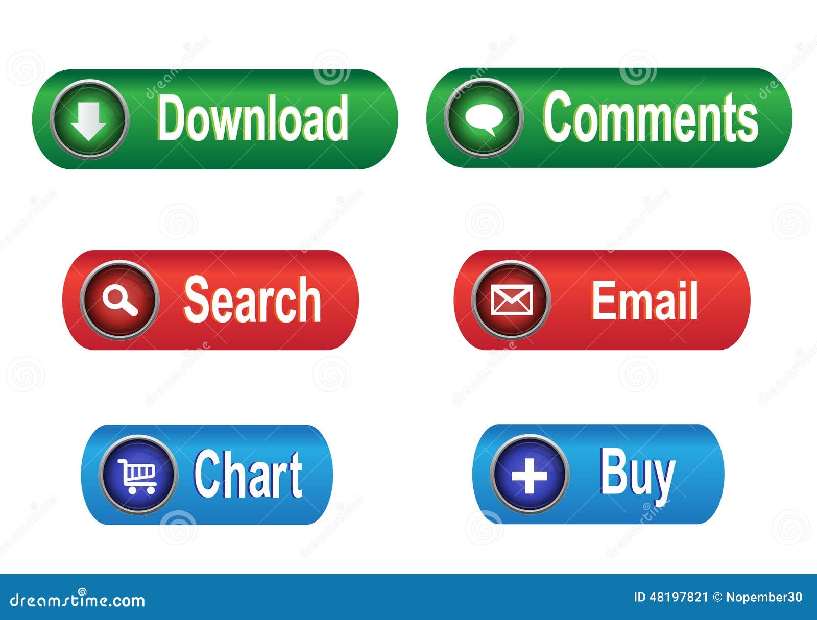 Shopping Buttons Basic stock vector. Illustration of glass - 48197821