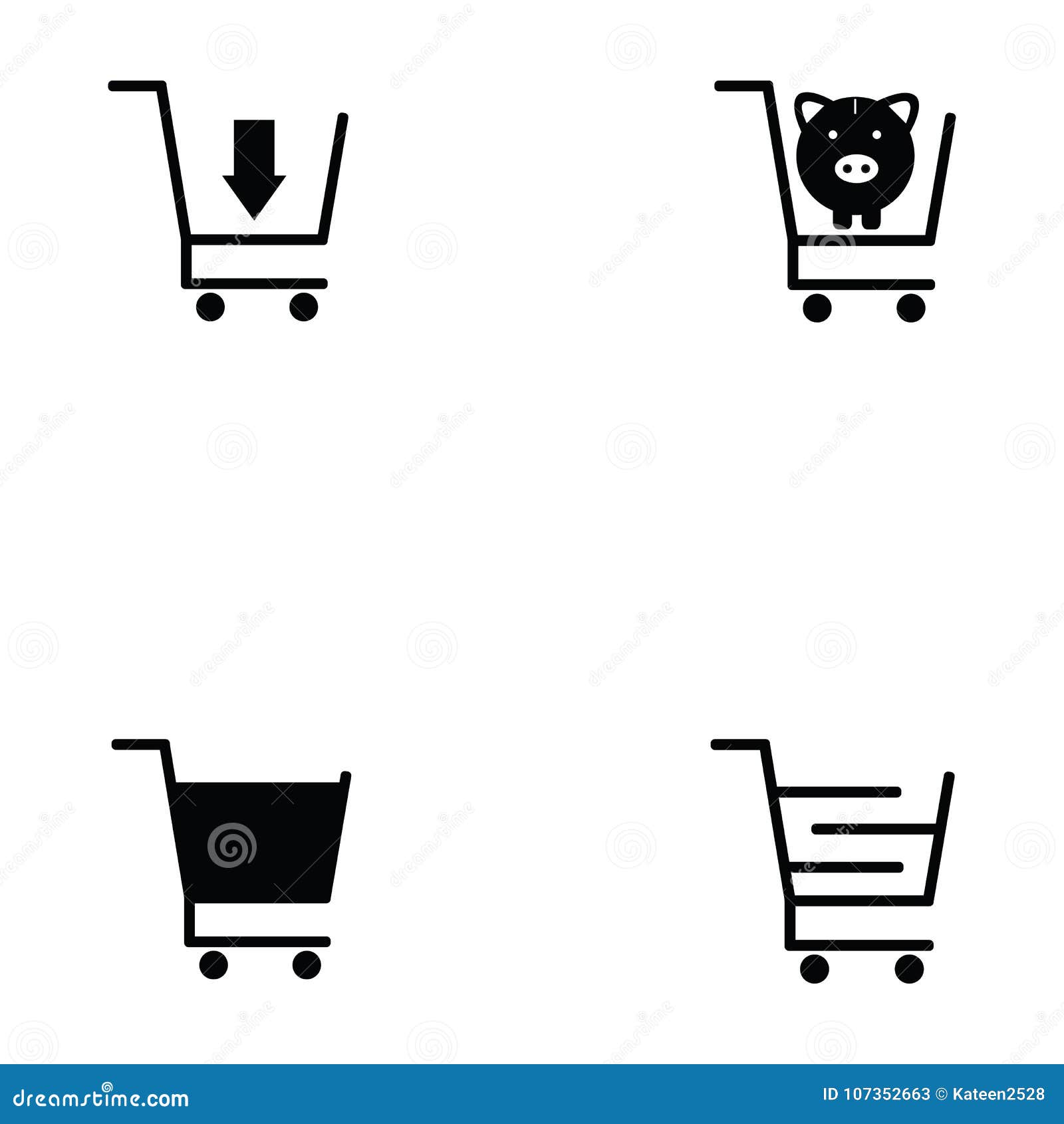 Shopping car icon set stock vector. Illustration of icon - 107352663