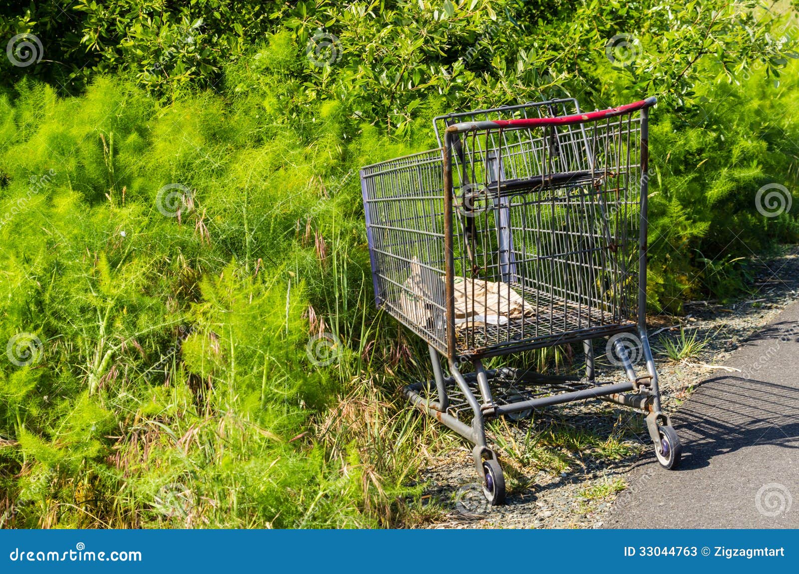 Shopping Cart Abandoned in a Park Stock Image - Image of cart, bent ...