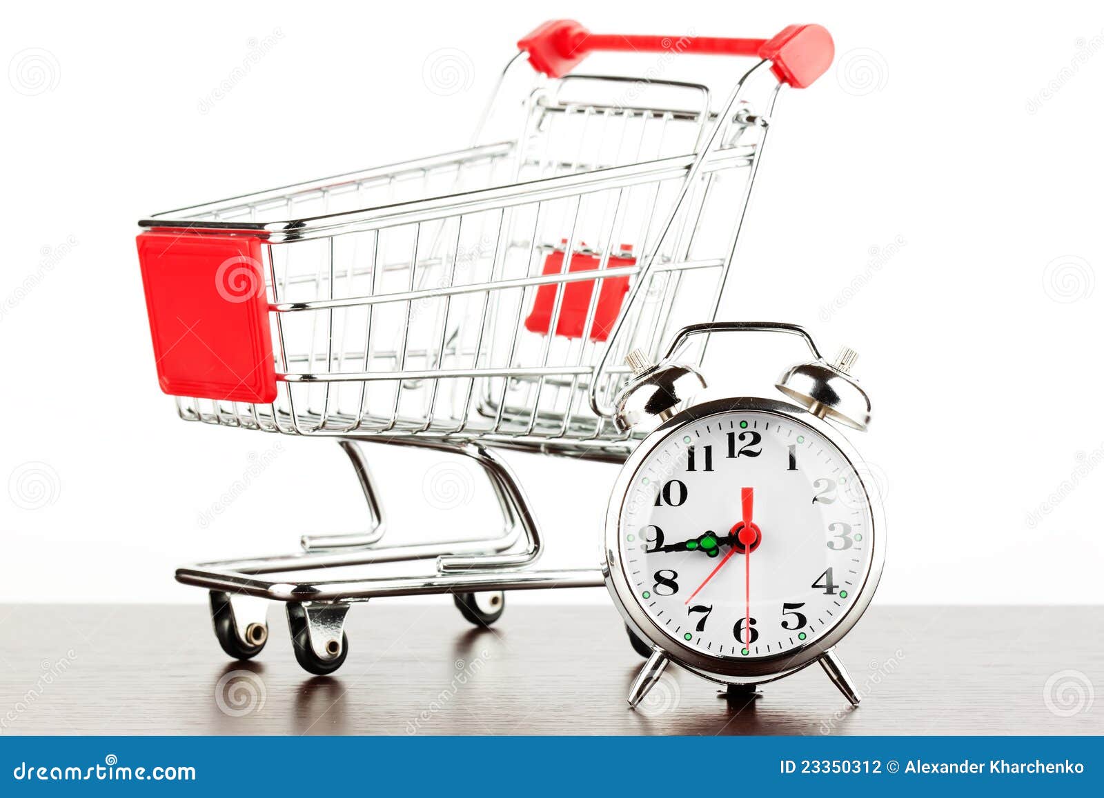 Shopping Cart and Alarm Clock Stock Photo - Image of alarm, face: 23350312